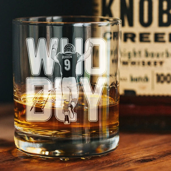 Joe Burrow Who Dey Whiskey Glass, Cincinnati Bengals Gift For Dad ...